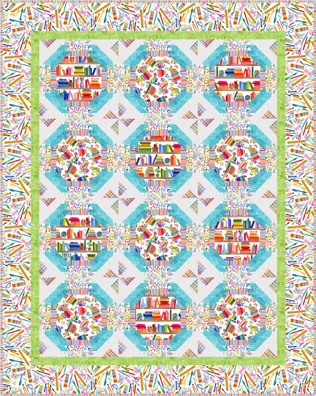 Bookworm breeze quilt feat. books are magic by Project House 360 ...