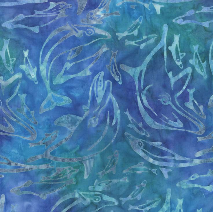 BT7778 dolphin dance batik batiks tropical ocean water aquatic hand ...