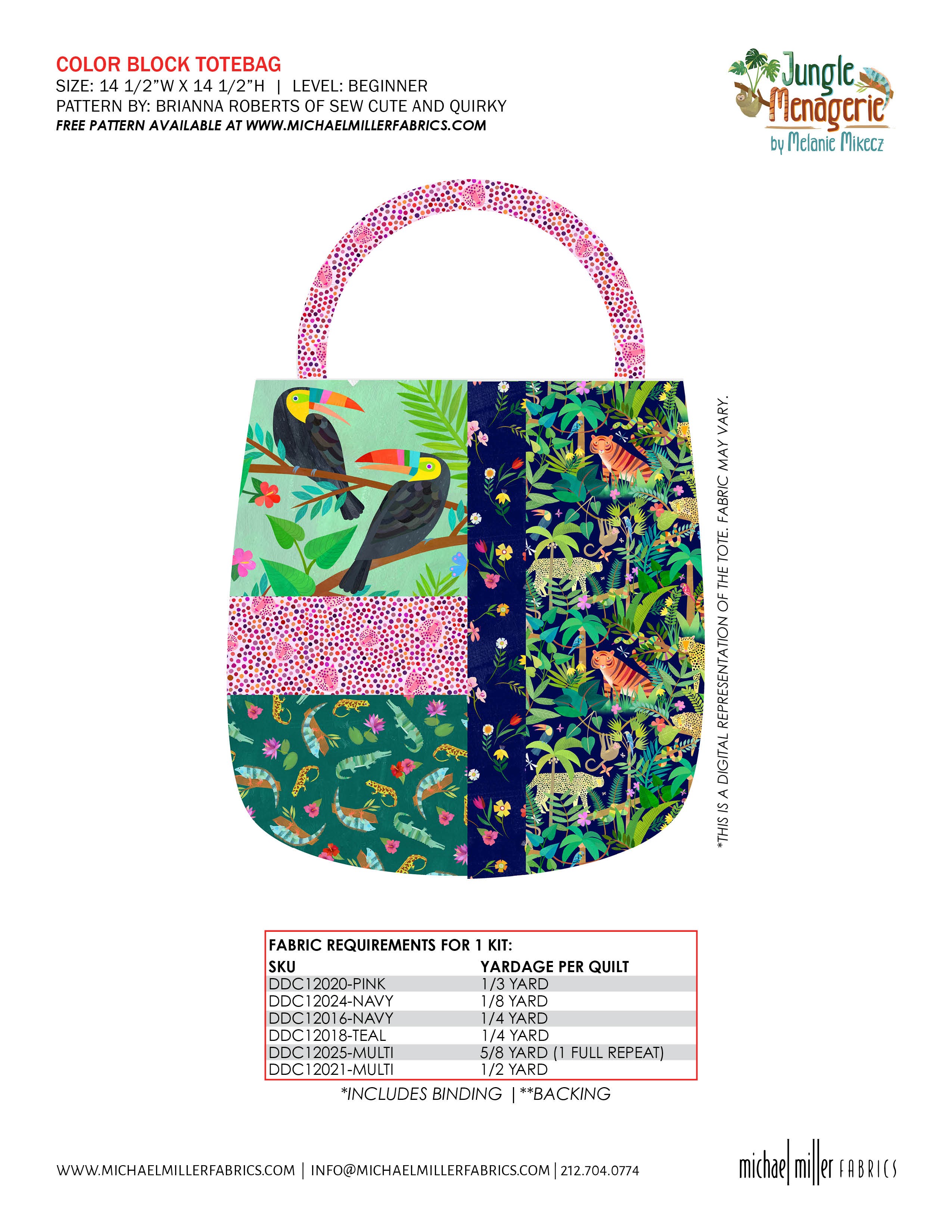 Color Block Tote feat. Jungle Menagerie By Brianna Roberts Kitting Guide