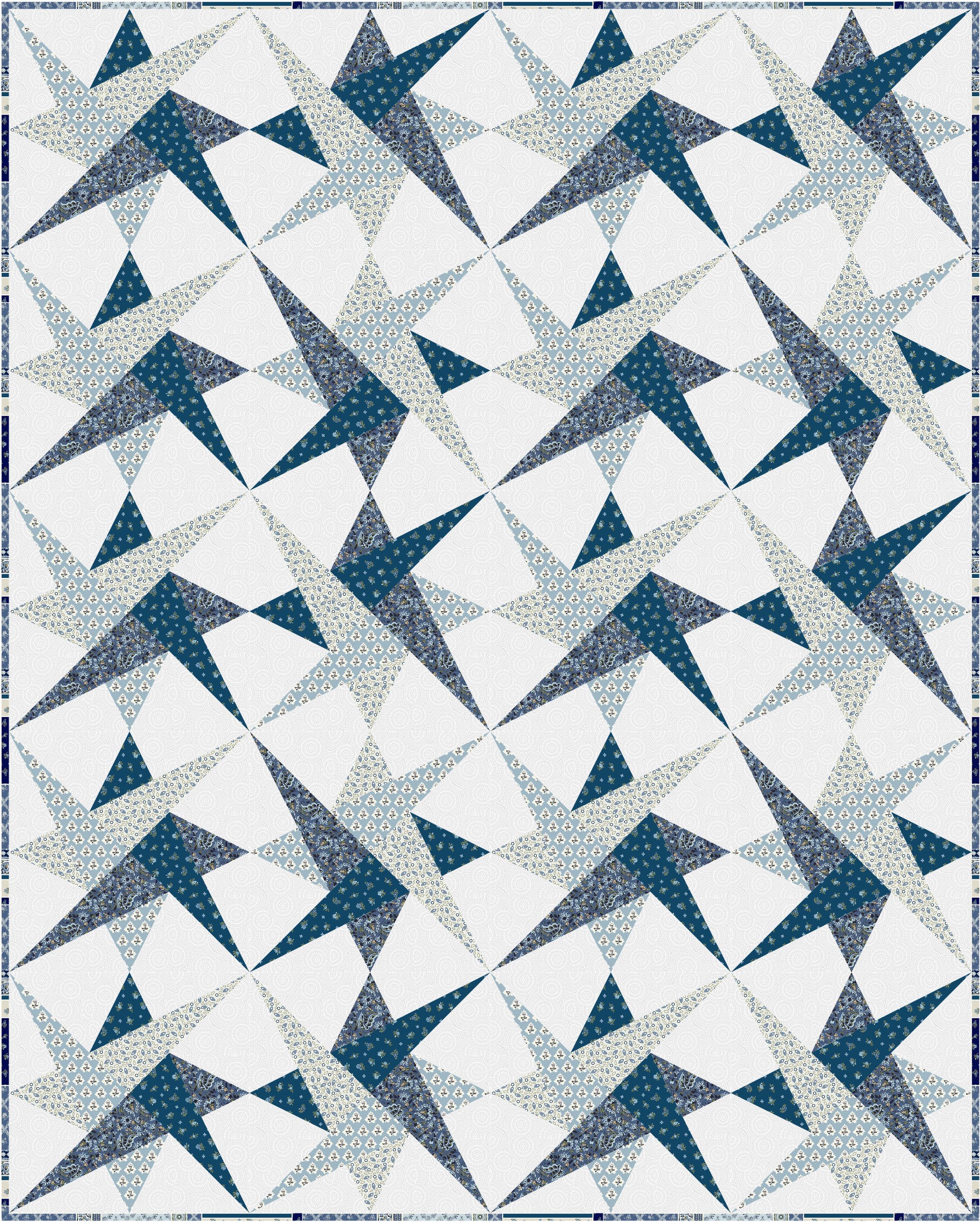 Spinners Quilt feat. Cottagecore Blue by Christine Stainbrook
