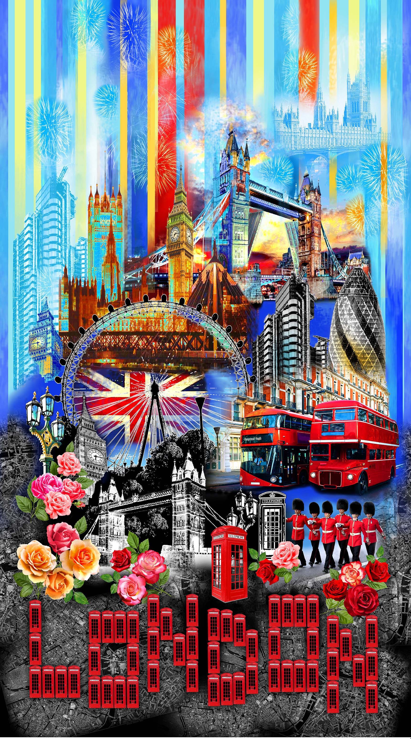 city of London Britain city streets buildings big ben city lights buses ...