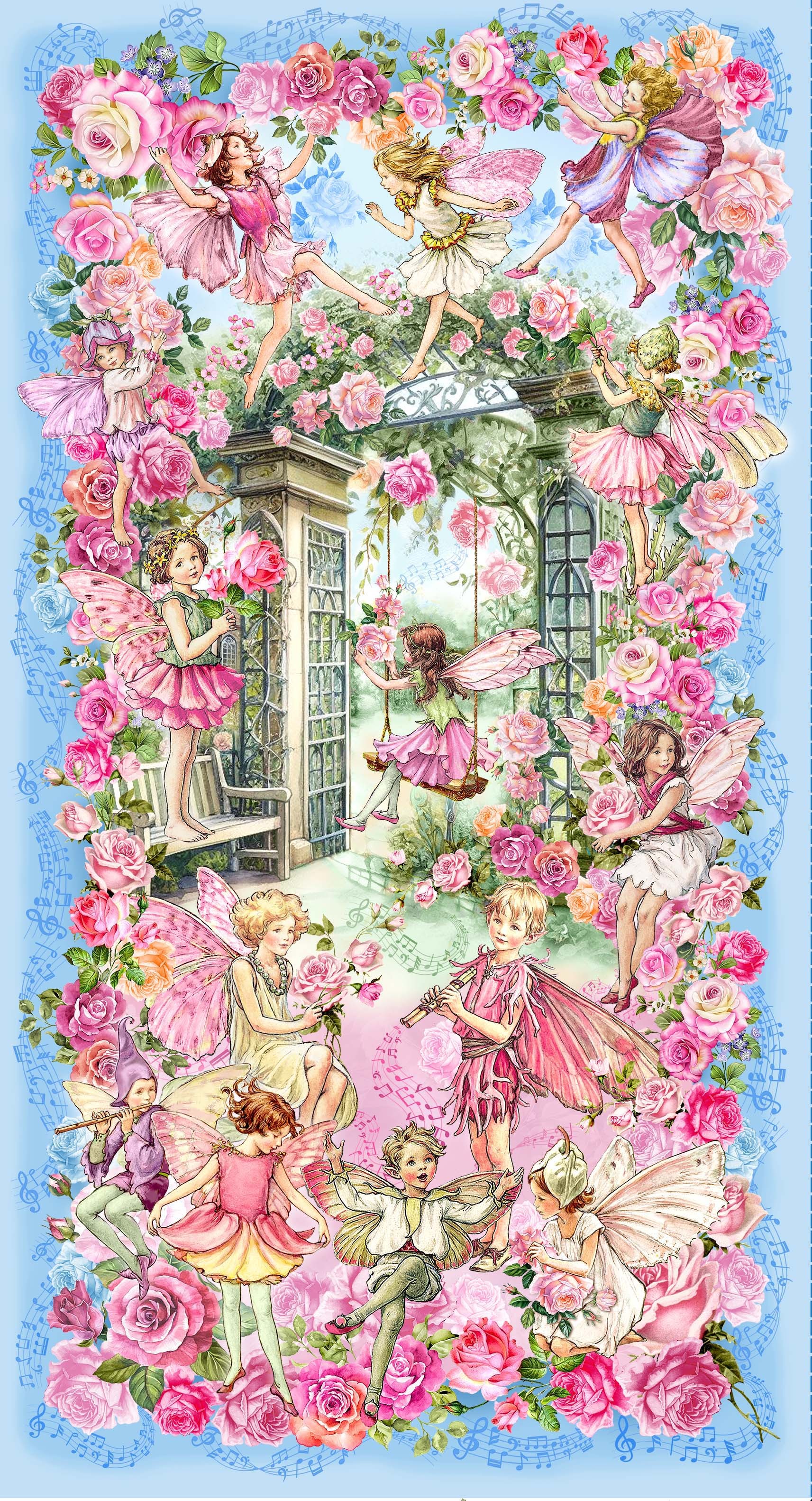 SPRING SONGS FAIRY PANEL -24" REPEAT - SPRING SONGS FLOWER FAIRIES ...