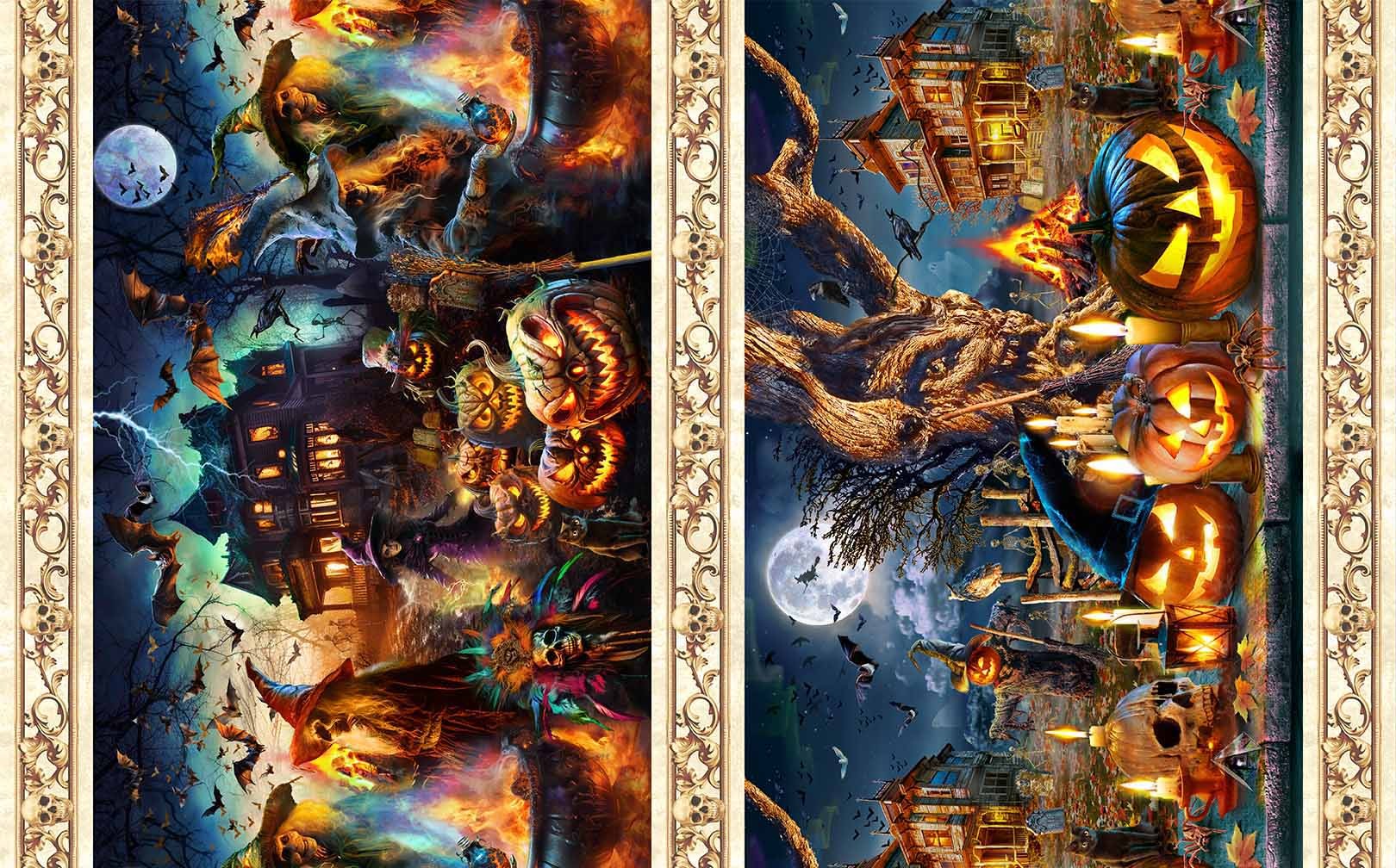 nightmare at halloween scary spooky skeletons pumpkins haunted house ...