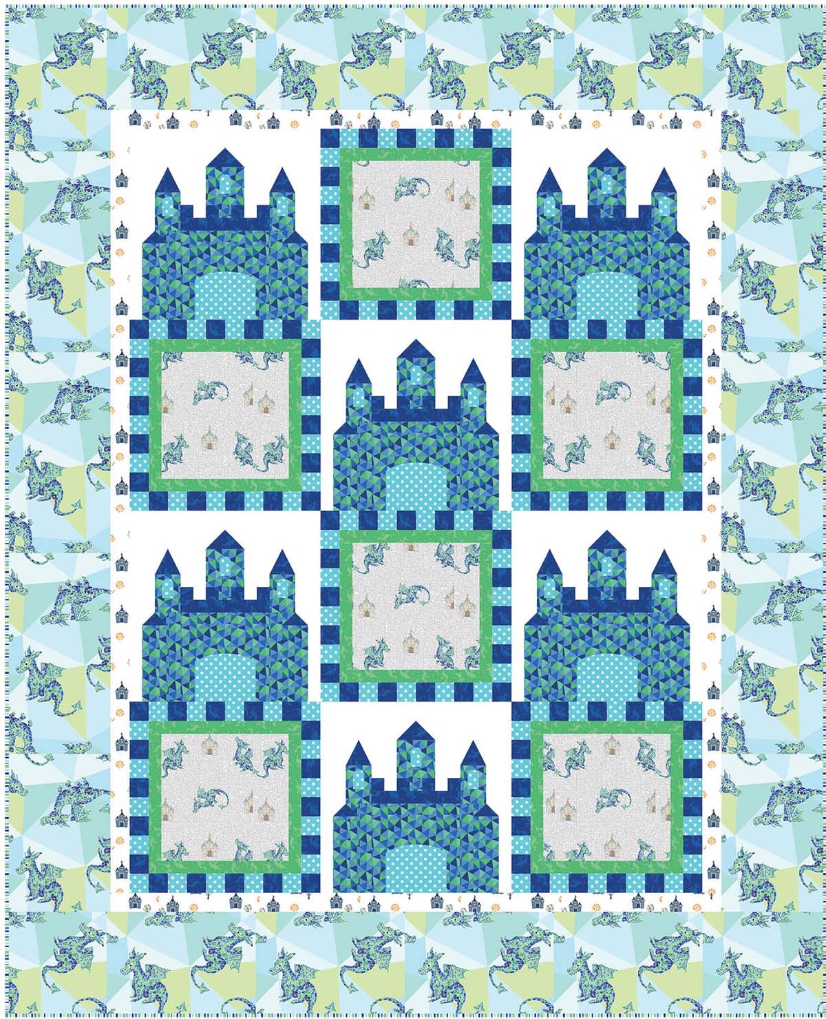 Fairy Tales Aqua Quilt by heidi pridemore dragons rule