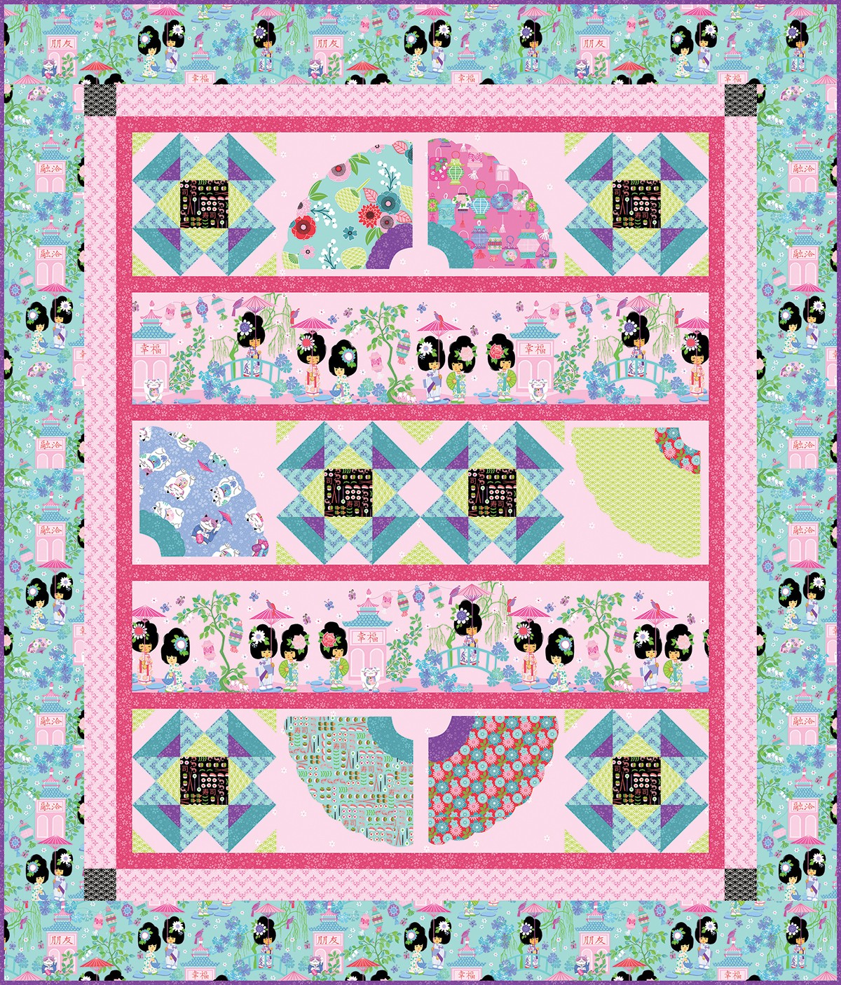 Little Geishas Quilt by Heidi Pridemore geisha girl
